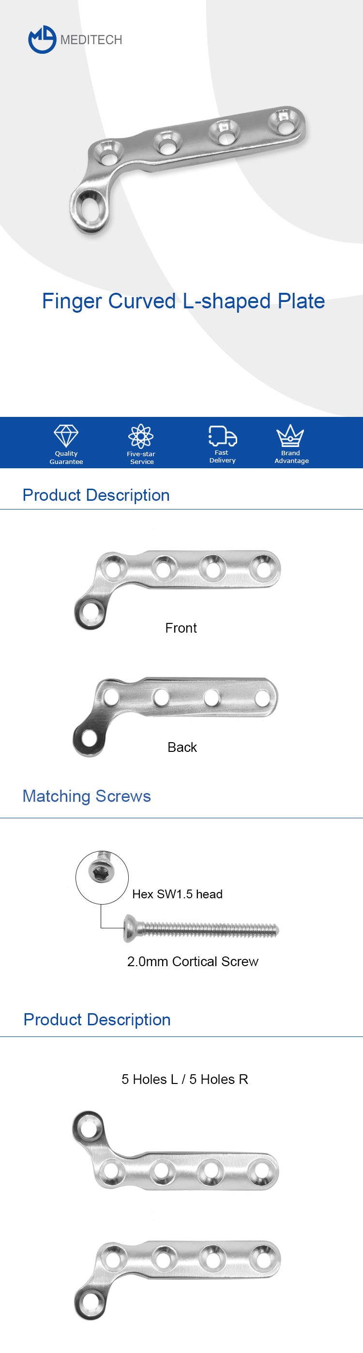 (Oblique L-shape) Finger (Metatarsal) Plate Manufacturer - CZMEDITECH