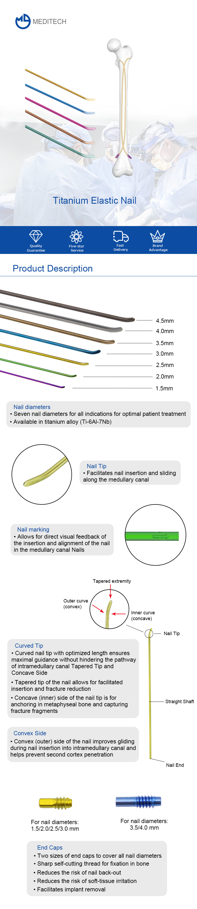 Titanium Elastic Nail for Children Manufacturer - CZMEDITECH