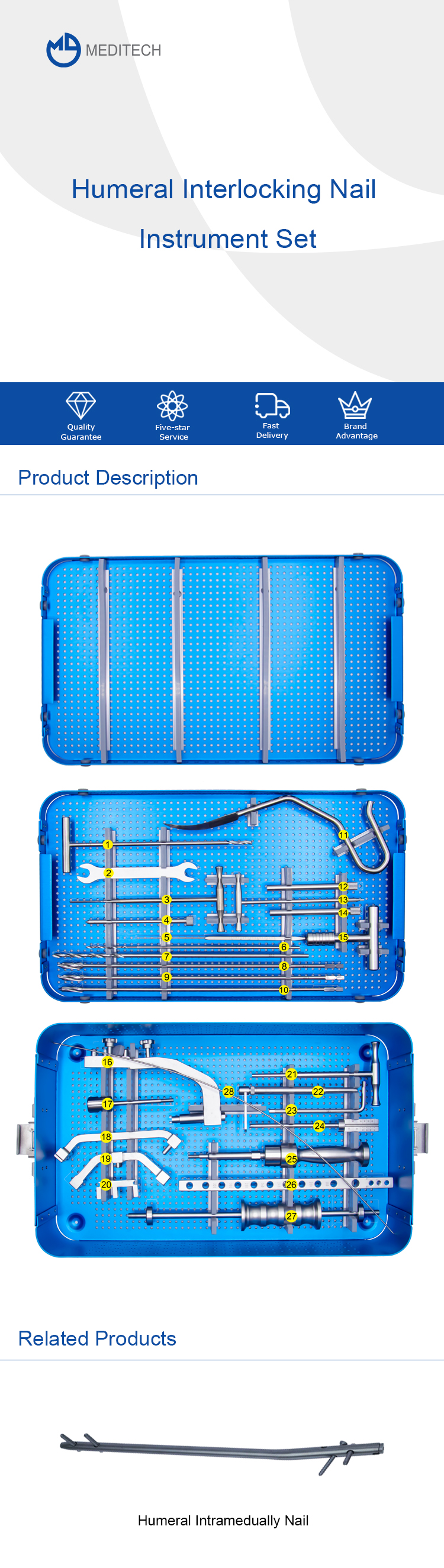 Humeral intramedullary nail instrument set Manufacturer - CZMEDITECH