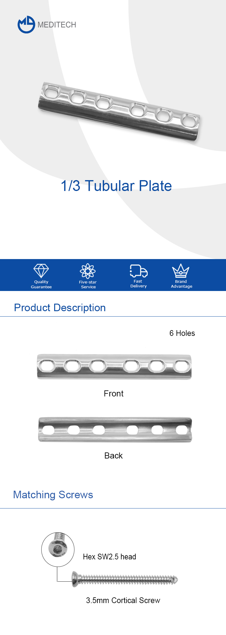 One Third Tubular Plate 3.5 Manufacturer - CZMEDITECH